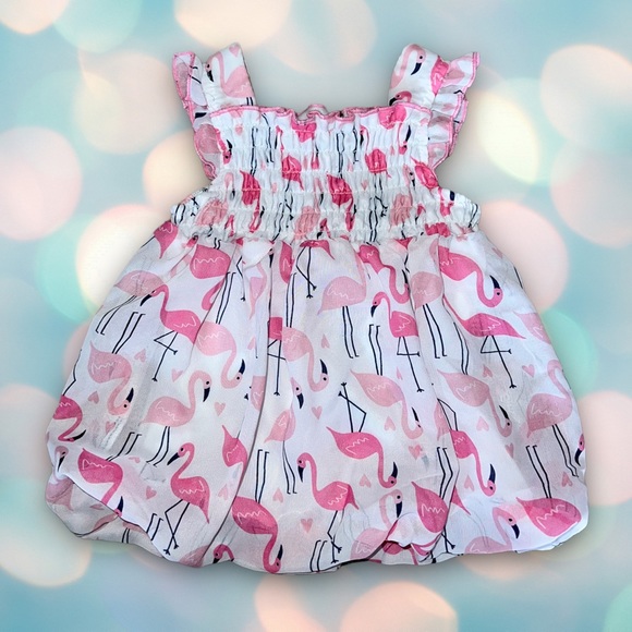 Bon Bebe | Dresses | Bon Bebe Baby Girls Ruffle Flamingo Dress Size 36 ...